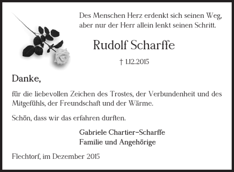 Traueranzeigen von Rudolf Scharffe | trauer38.de