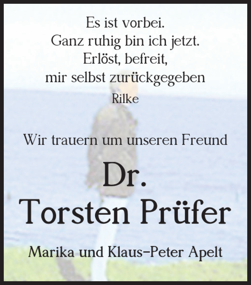 Traueranzeigen von Dr. Torsten Prüfer | trauer38.de