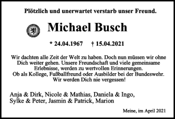 Traueranzeigen von Michael Busch | trauer38.de
