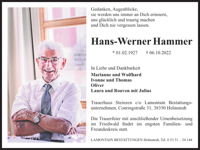 Traueranzeigen von Hans-Werner Hammer | trauer38.de Traueranzeigen von Hans-Werner Hammer | trauer38.de